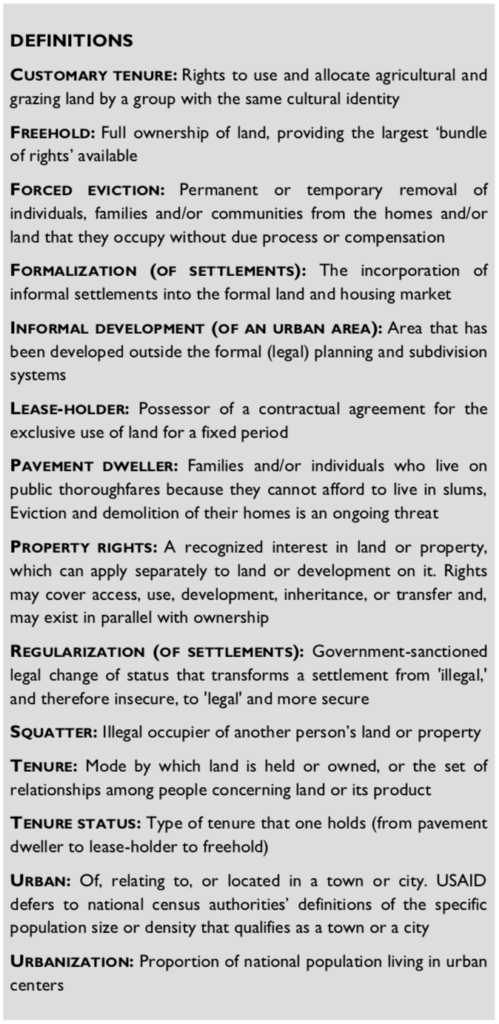 Land Tenure in Urban Environments - Tenure Security: Protecting Land ...